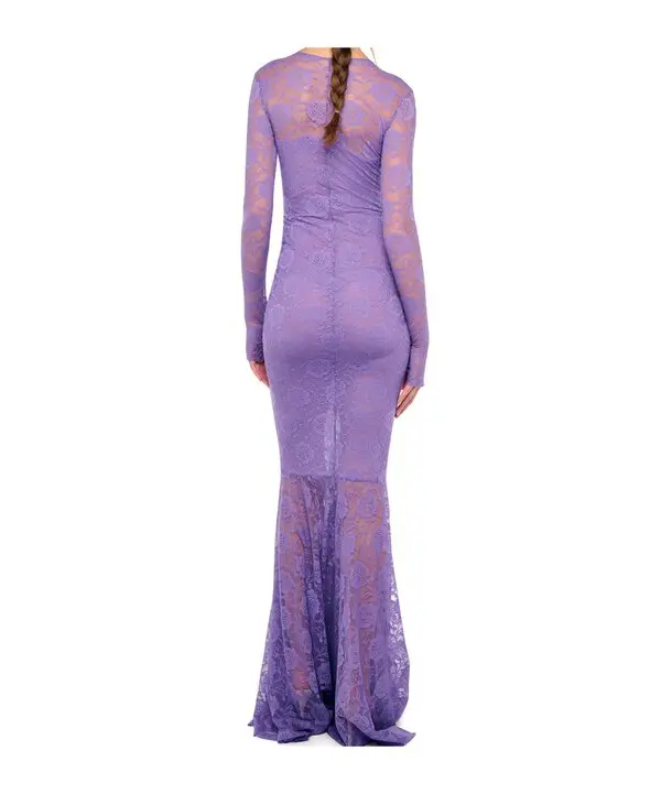 Norma Kamali V Neck Shirred Front Fishtail Gown