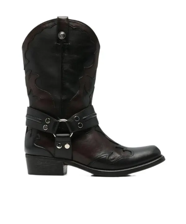 Versace Harness-detail Embroidered Boots - Black Red