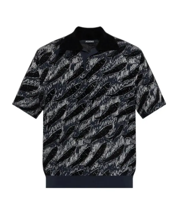 Jacquemus Fish-print Polo Shirt - Black