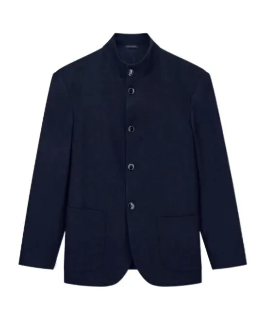 Giorgio Armani Blazer One Shot Regular Fit In Fluid Virgin Wool - Navy Blue