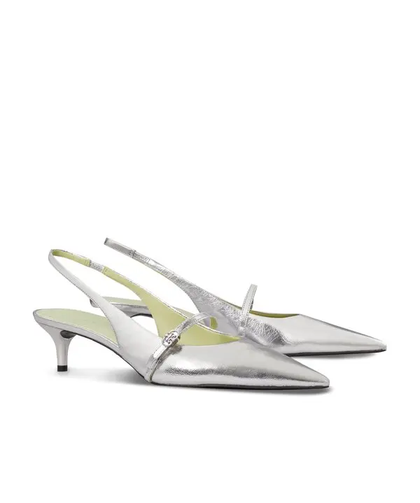 Tory Burch Double T Metallic Pointed-toe Pumps