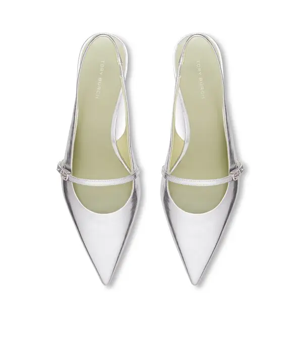 Tory Burch Double T Metallic Pointed-toe Pumps