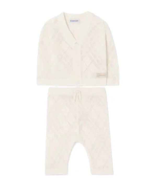 Burberry Knit Cashmere Trousers Set - Ivory