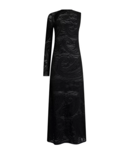 Etro Jacquard Long Dress With Paisley Motif - Black