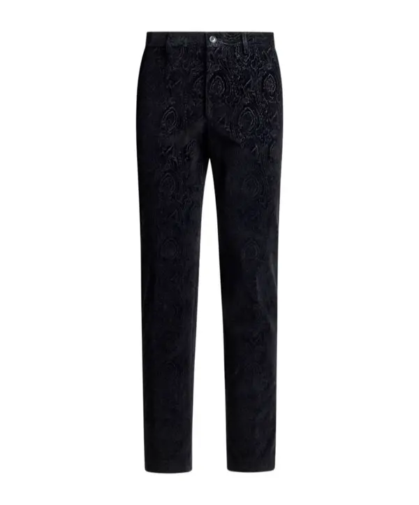 Etro Cotton Velvet Trousers With Arnica Motif - Black