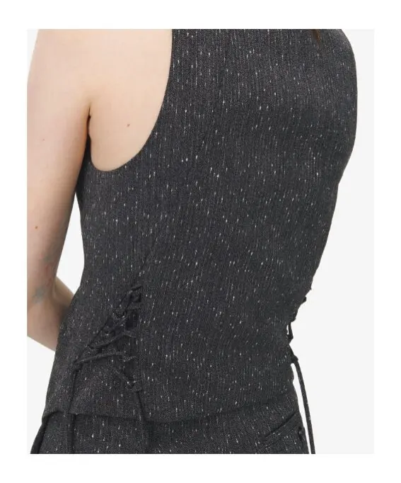 Alexander McQueen Lace-detailed Glittered Vest - Grey