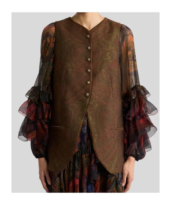 Etro Sleeveless Vest With Paisley Pattern And Metal Buttons