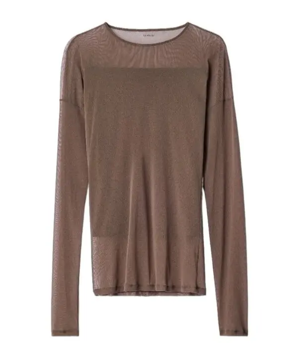 LEMAIRE Long-sleeve Ballerina-style Top In Mesh Jersey - Cocoa
