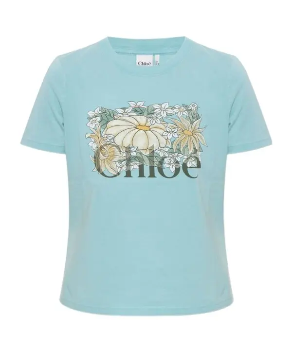 Chloé Floral Logo" T-shirt - Dream Turquoise