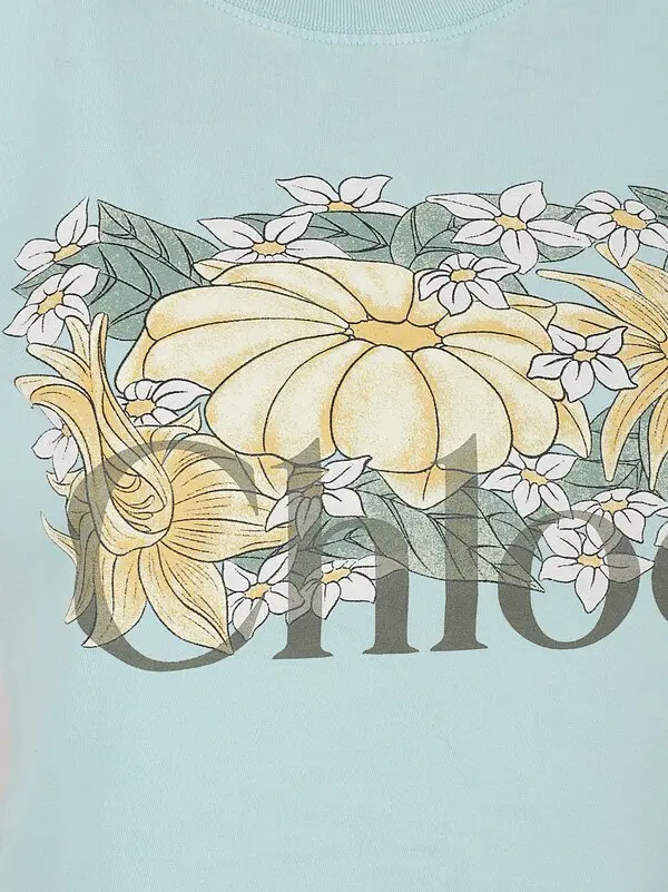 Chloé Floral Logo" T-shirt - Dream Turquoise