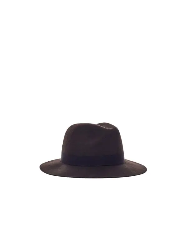 Giorgio Armani Classic Felt Hat In Virgin Wool With An Acrylic Sweatband - Brown