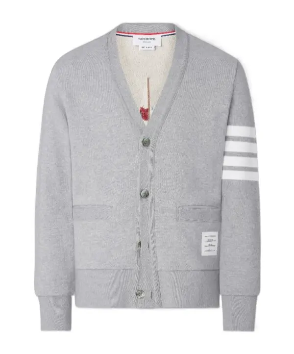 Thom Browne V-neck Cardigan With Sailboat Embroidery