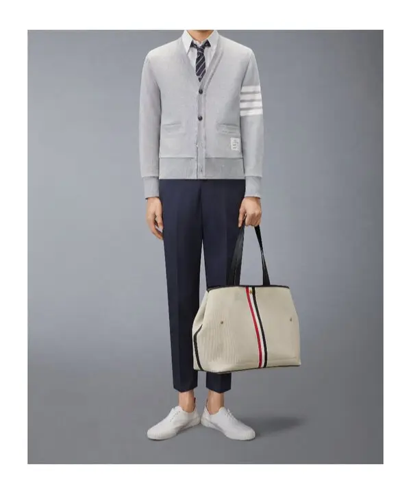 Thom Browne V-neck Cardigan With Sailboat Embroidery