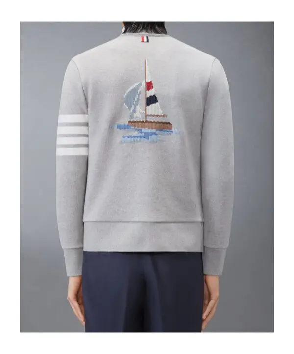 Thom Browne V-neck Cardigan With Sailboat Embroidery