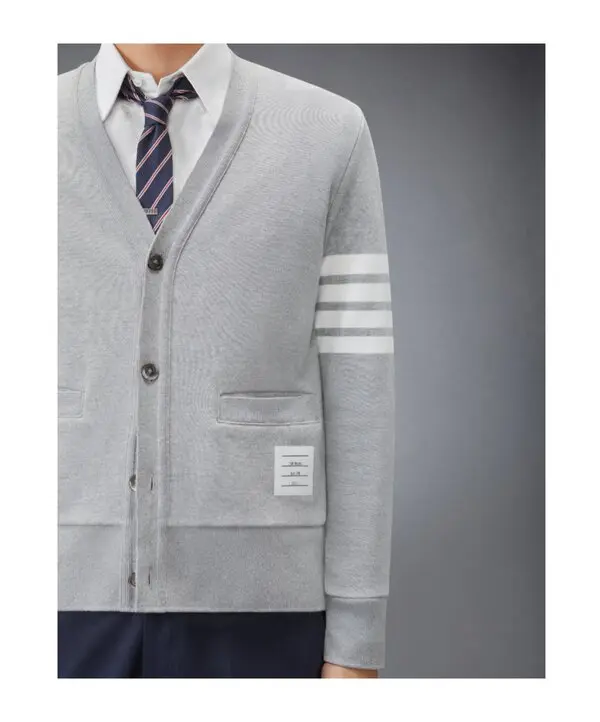 Thom Browne V-neck Cardigan With Sailboat Embroidery