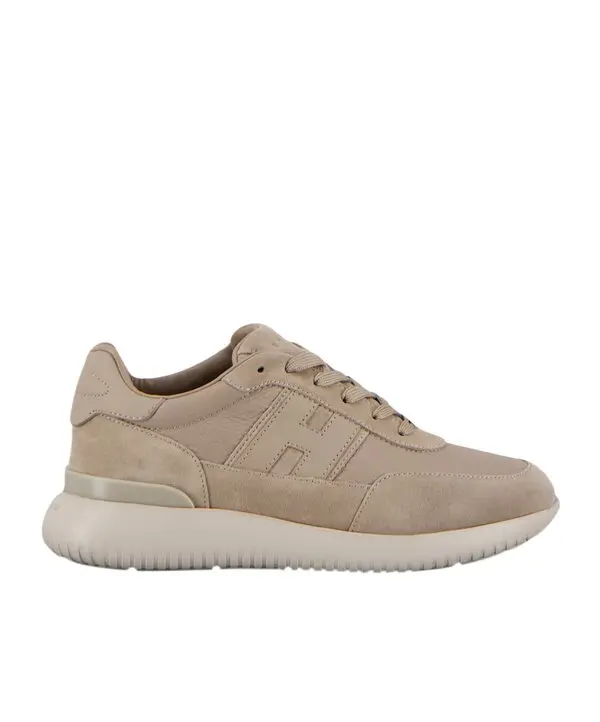 Hogan Panelled Logo Patch Sneakers - Beige