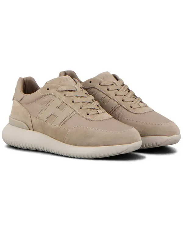 Hogan Panelled Logo Patch Sneakers - Beige