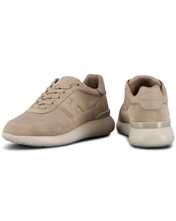 Hogan Panelled Logo Patch Sneakers - Beige