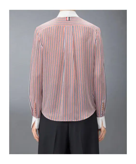 Thom Browne Striped Detachable-collar Shirt - White