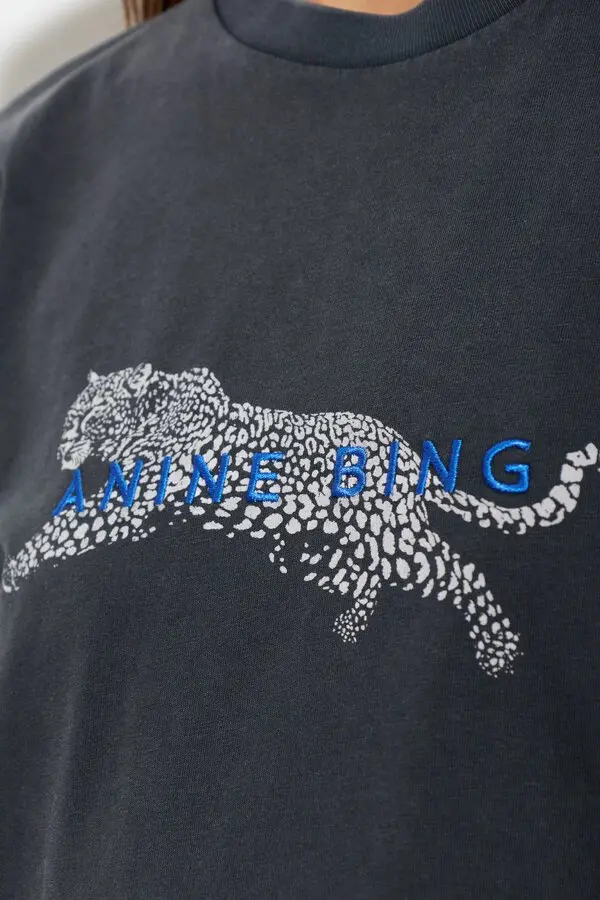 ANINE BING Cade" Cotton Jersey Leopard Graphic T-shirt