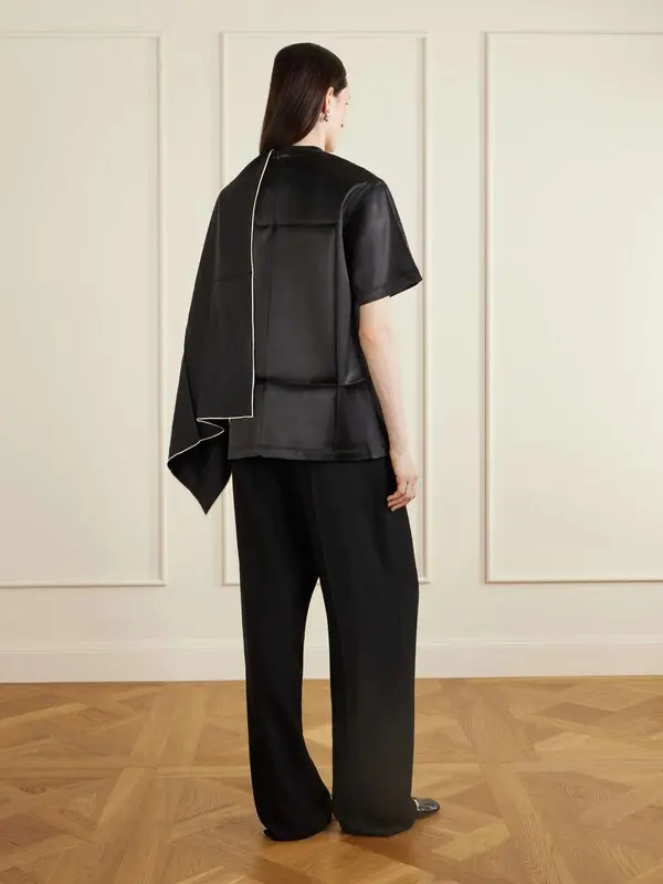 Phoebe Philo Asymmetrical Silk-blend Satin Blouse