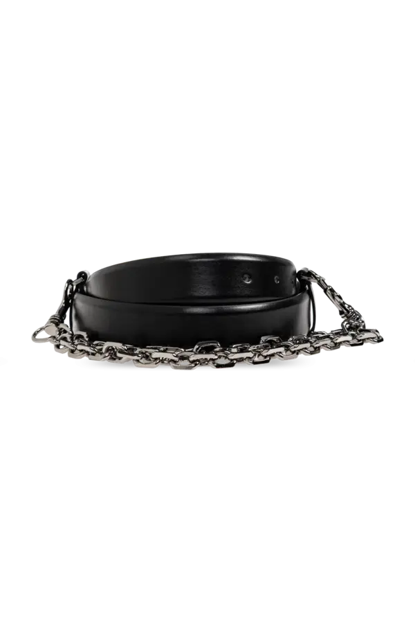 Attico Leather Belt With Chain Detail