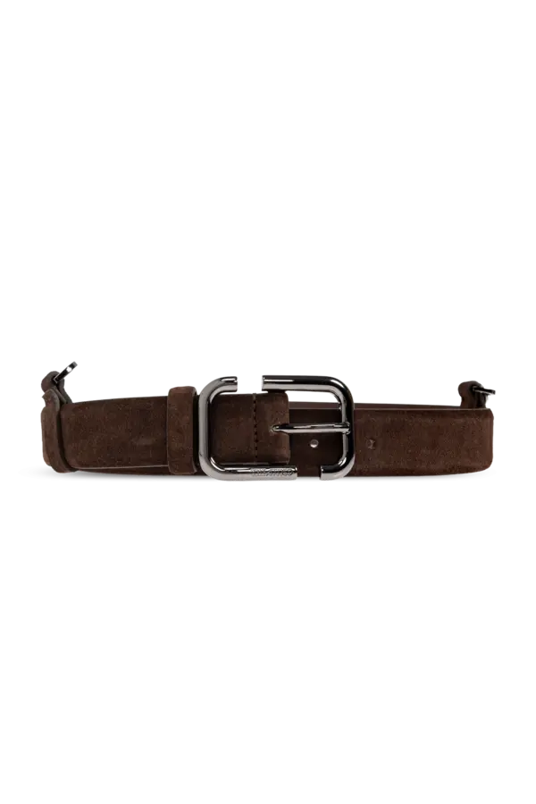 Attico Suede Belt With Chain - Brown