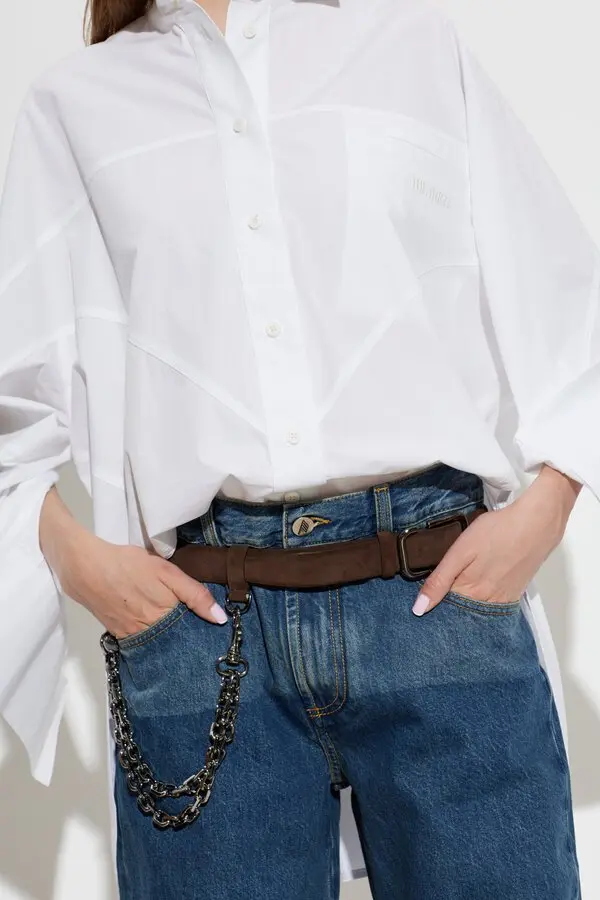 Attico Suede Belt With Chain Detail