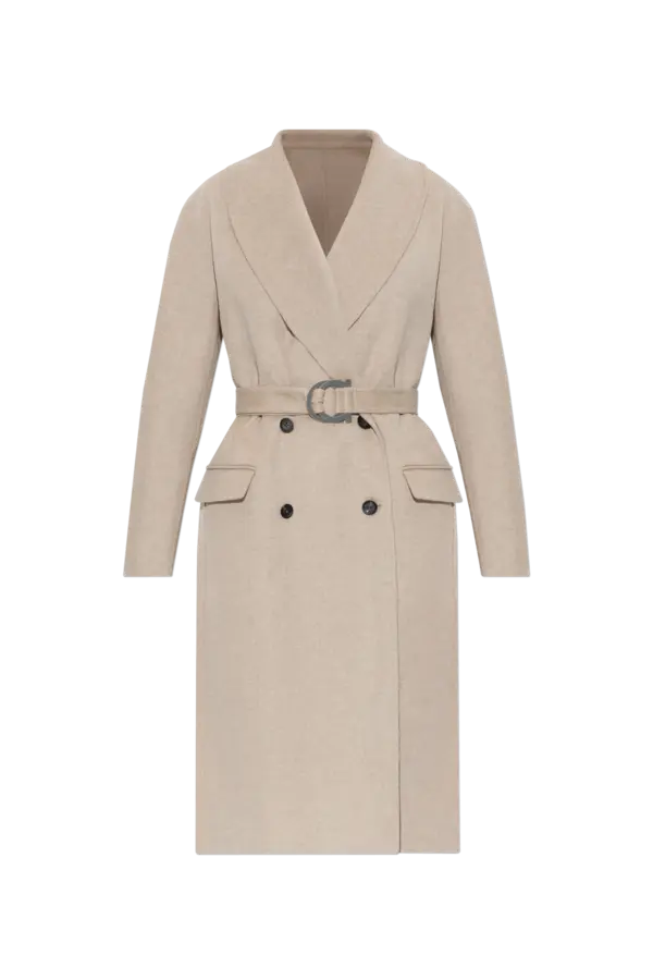 FERRAGAMO Wool Coat With Belt - Beige