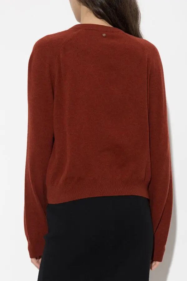 FERRAGAMO Asymmetrical Neckline Sweater With Leather Appliqu
