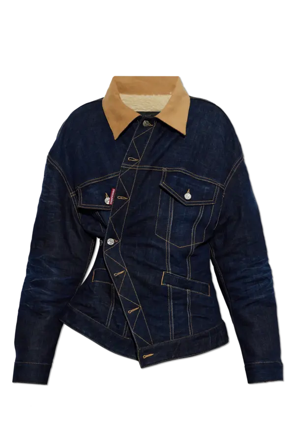 Dsquared2 Insulated Denim Jacket With Asymmetrical Placket - Navy Blue