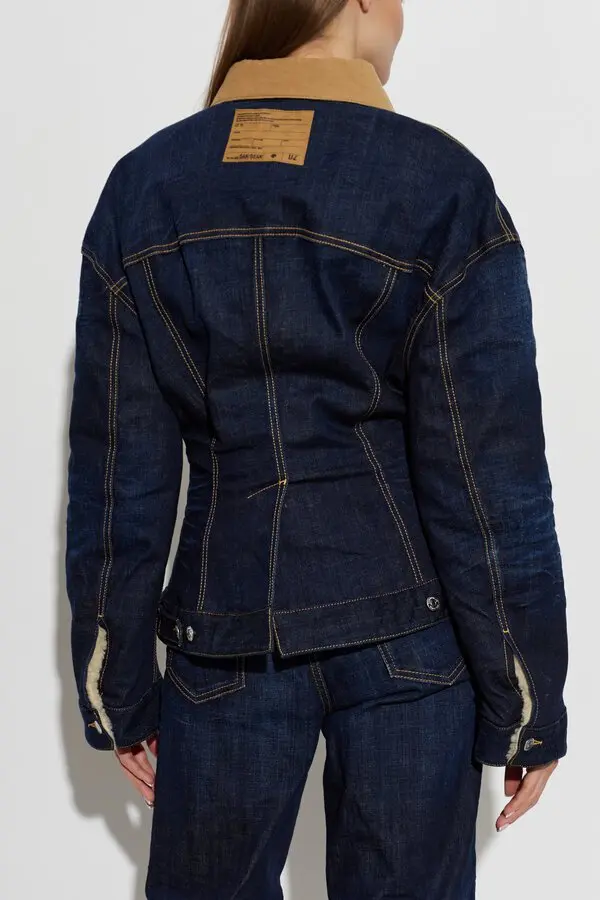 Dsquared2 Insulated Denim Jacket With Asymmetrical Placket
