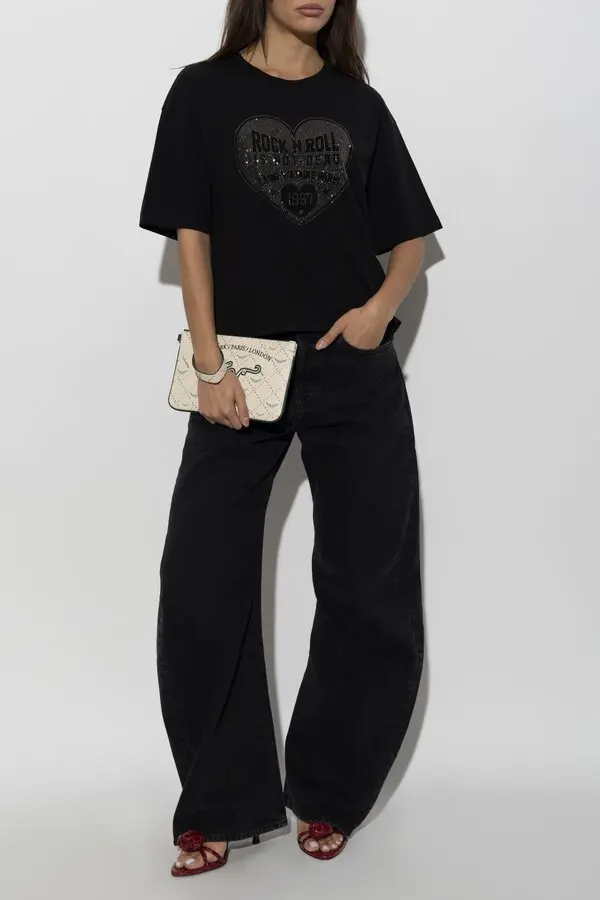 Zadig&Voltaire Taida' Cotton T-shirt With Heart Applique