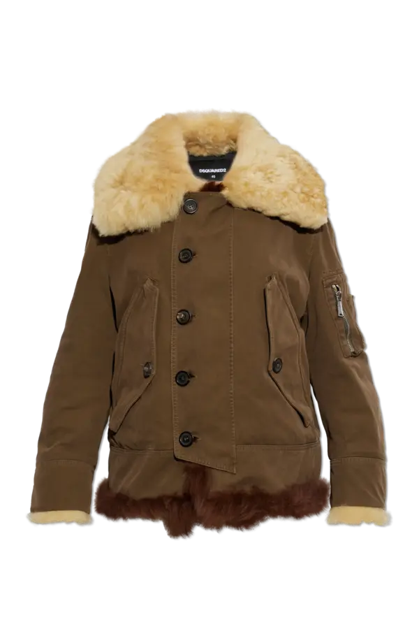 Dsquared2 Jacket With Fur Trim - Brown