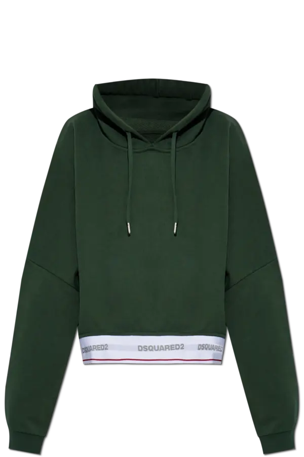 Dsquared2 Cropped Oversized Hoodie With Logo Detail - Green
