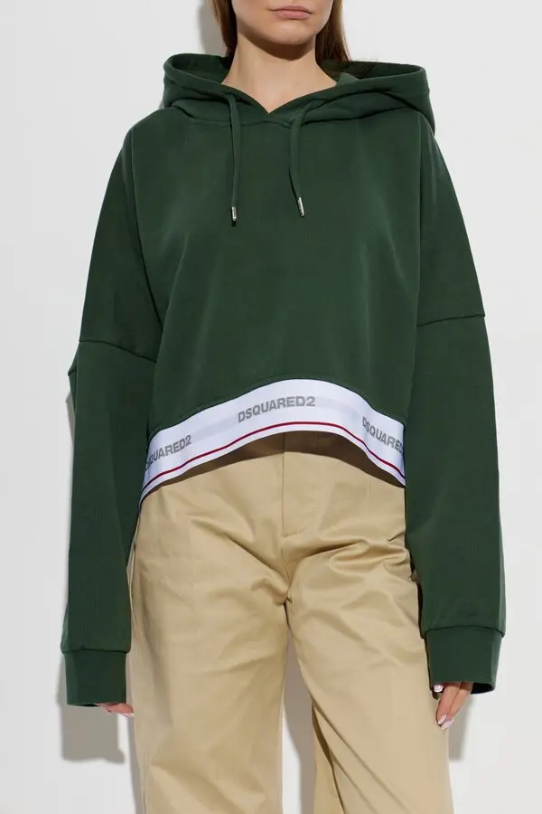 Dsquared2 Cropped Oversized Hoodie With Logo Detail