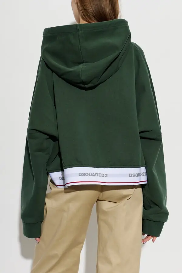 Dsquared2 Cropped Oversized Hoodie With Logo Detail