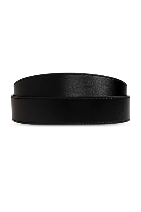 Jacquemus Salon" Wide Leather Belt With Dual-tone Buckle - Black