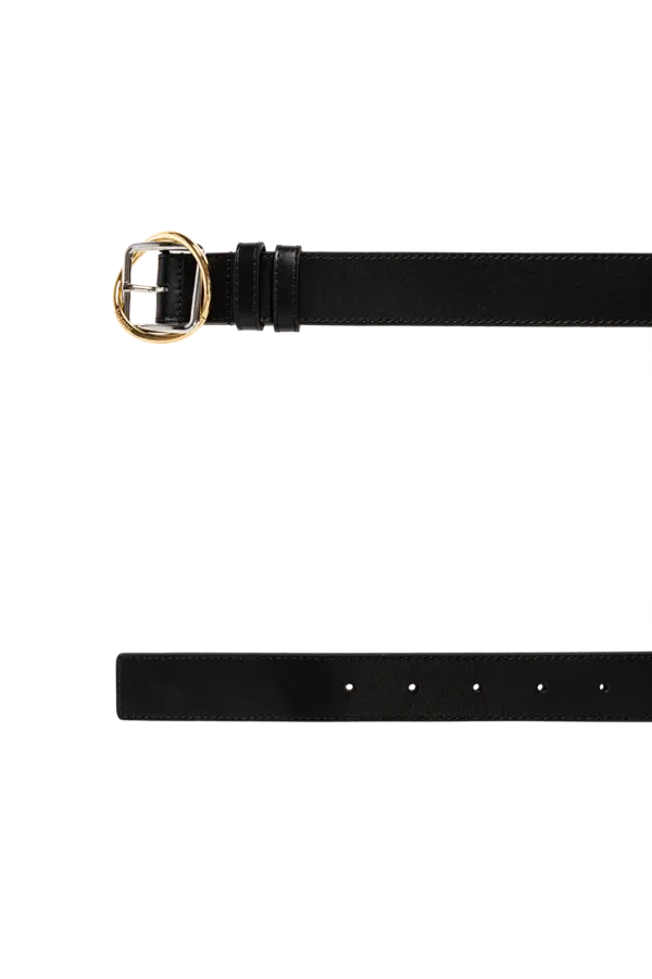 Jacquemus Salon" Wide Leather Belt With Dual-tone Buckle - Black