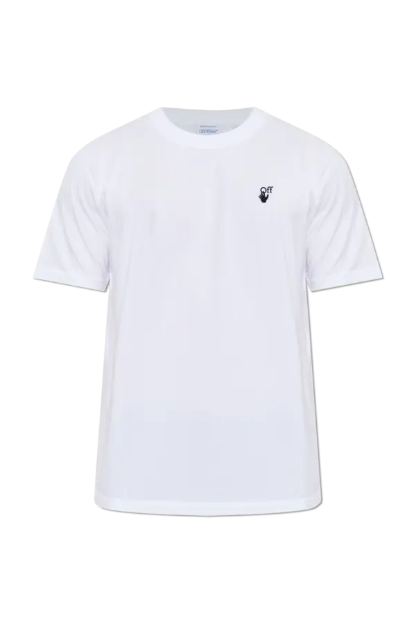 Off-White T-shirt With Embroidered Logo - White