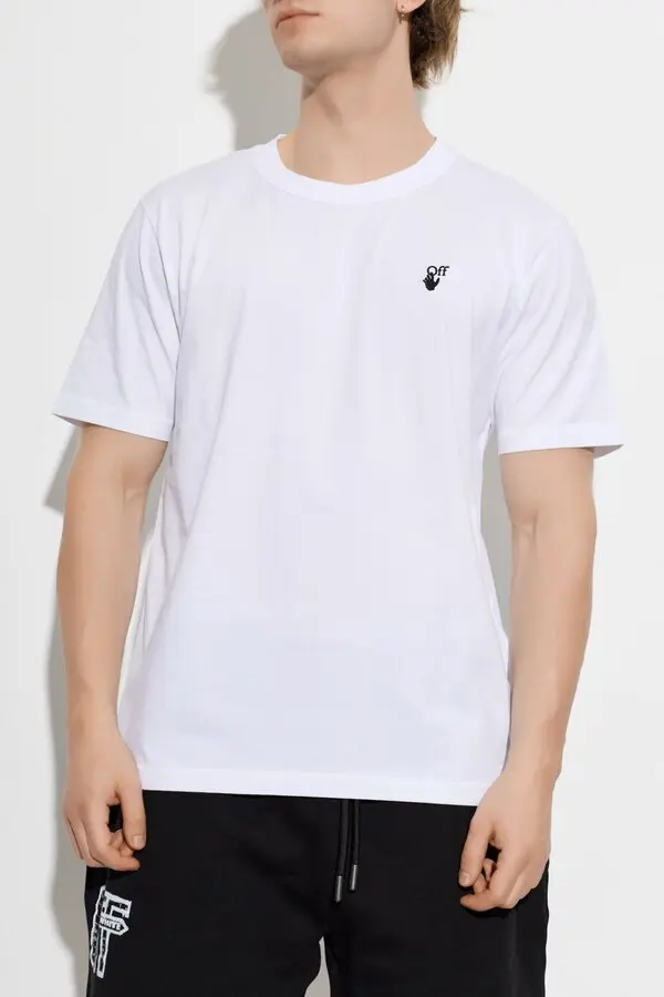 Off-White T-shirt With Embroidered Logo