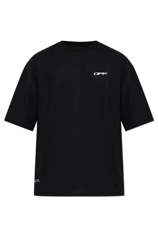 Off-White T-shirt With A Colorful Printed Logo - Black