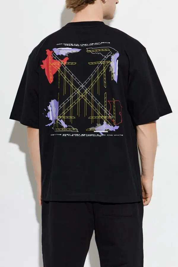 Off-White T-shirt With A Colorful Printed Logo