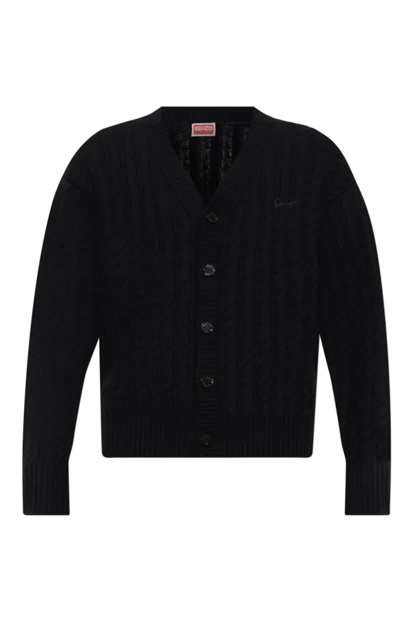 Kenzo Cardigan With A Decorative Knit - Black