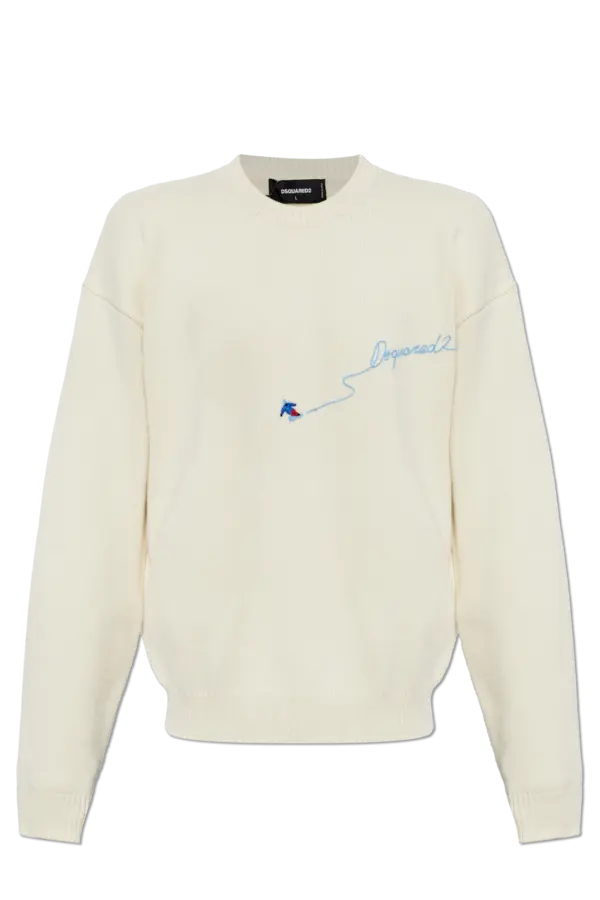 Dsquared2 Sweater With Embroidered Logo - Cream