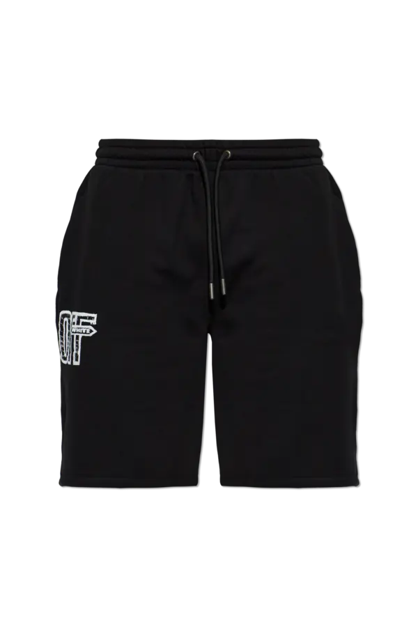 Off-White Sweat Shorts With Printed Logo - Black