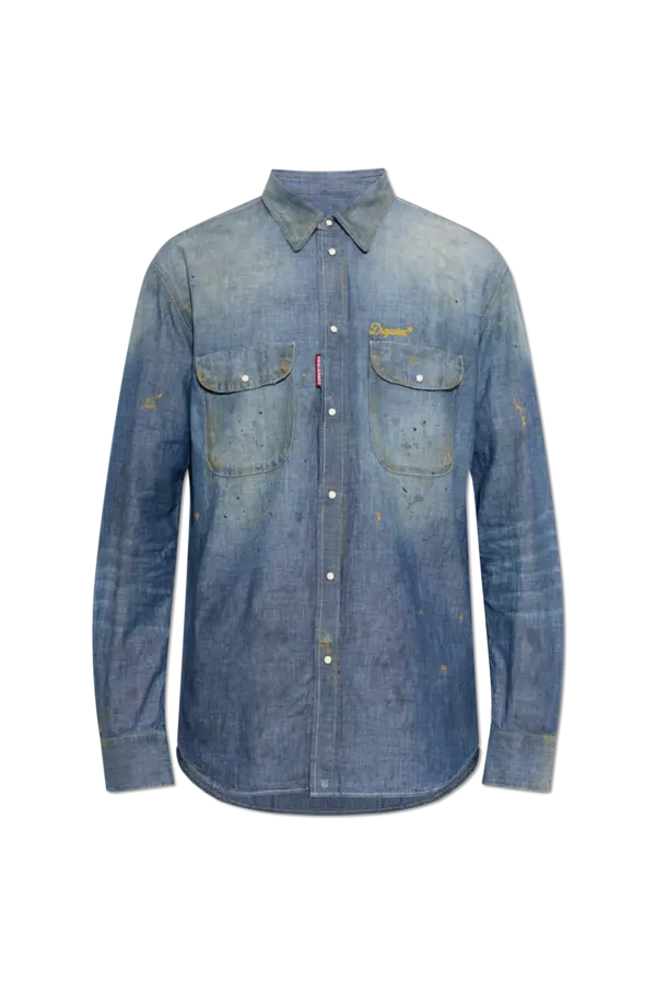 Dsquared2 Denim Shirt With ‘vintage’ Effect - Blue