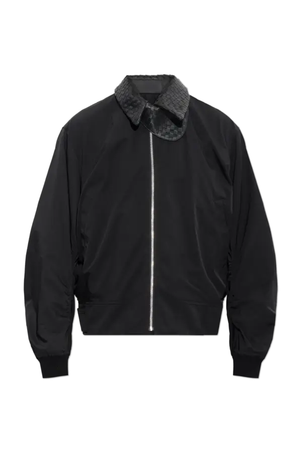 Bottega Veneta Jacket With Leather Collar - Black