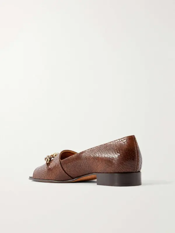Tory Burch Chain-detail Croc-effect Leather Loafers