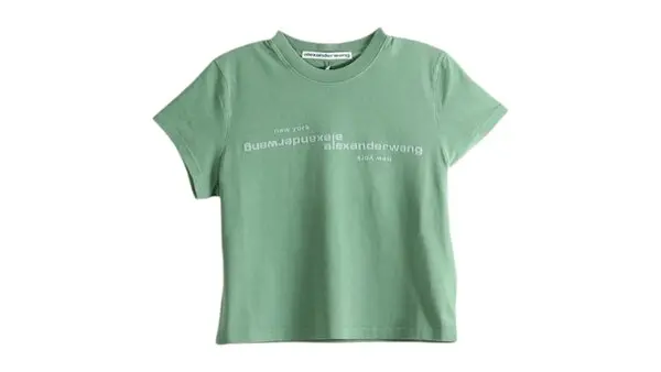 Alexander Wang Mirrored Logo Print Shrunken Tee Shirt